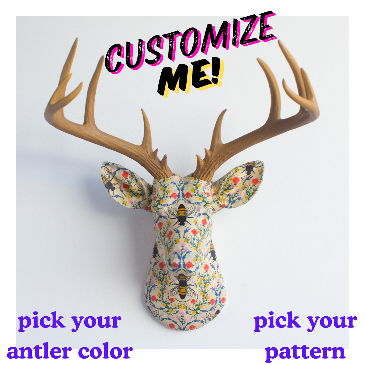Deer Head Fabric Taxidermy | Custom Fabric Deer Head Art – Near and Deer